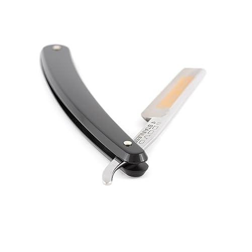 DOVO 3/8 Inox Shave Ready Stainless Steel Straight Razor, Black