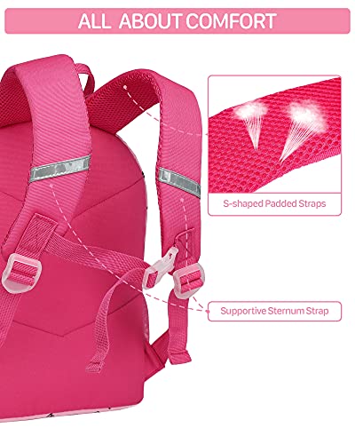 Bagseri Toddler Backpack for Girls, Lightweight Kids Backpack Daycare Bag Preschool Backpack for Girls, 12 Inch (Cat Pink)