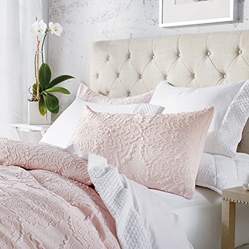 CHF Solid Medallion 3-Piece Microsculpt Comforter Set with Shams, Full/Queen, Blush