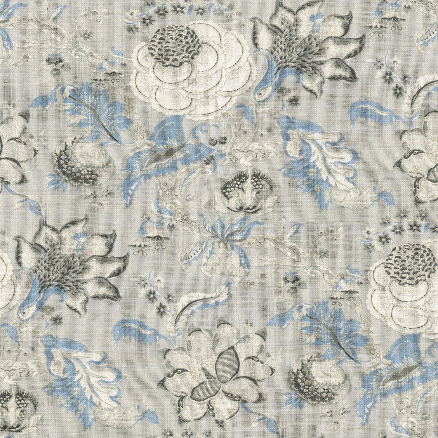 Waverly - Premium Printed Cotton Fabric by The Yard, Floral Inspired, DIY, Craft, Project, Sewing, Designer Upholstery and Home Decor, 54" Wide (Hazel Collection, Chambray)