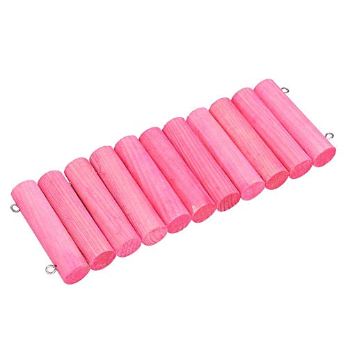 TOPINCN Perch Stand Platform, Perch Platform Natural Wood Swing Stand for Small Birds Conure Cockatiel Parakeet Hamster Pink