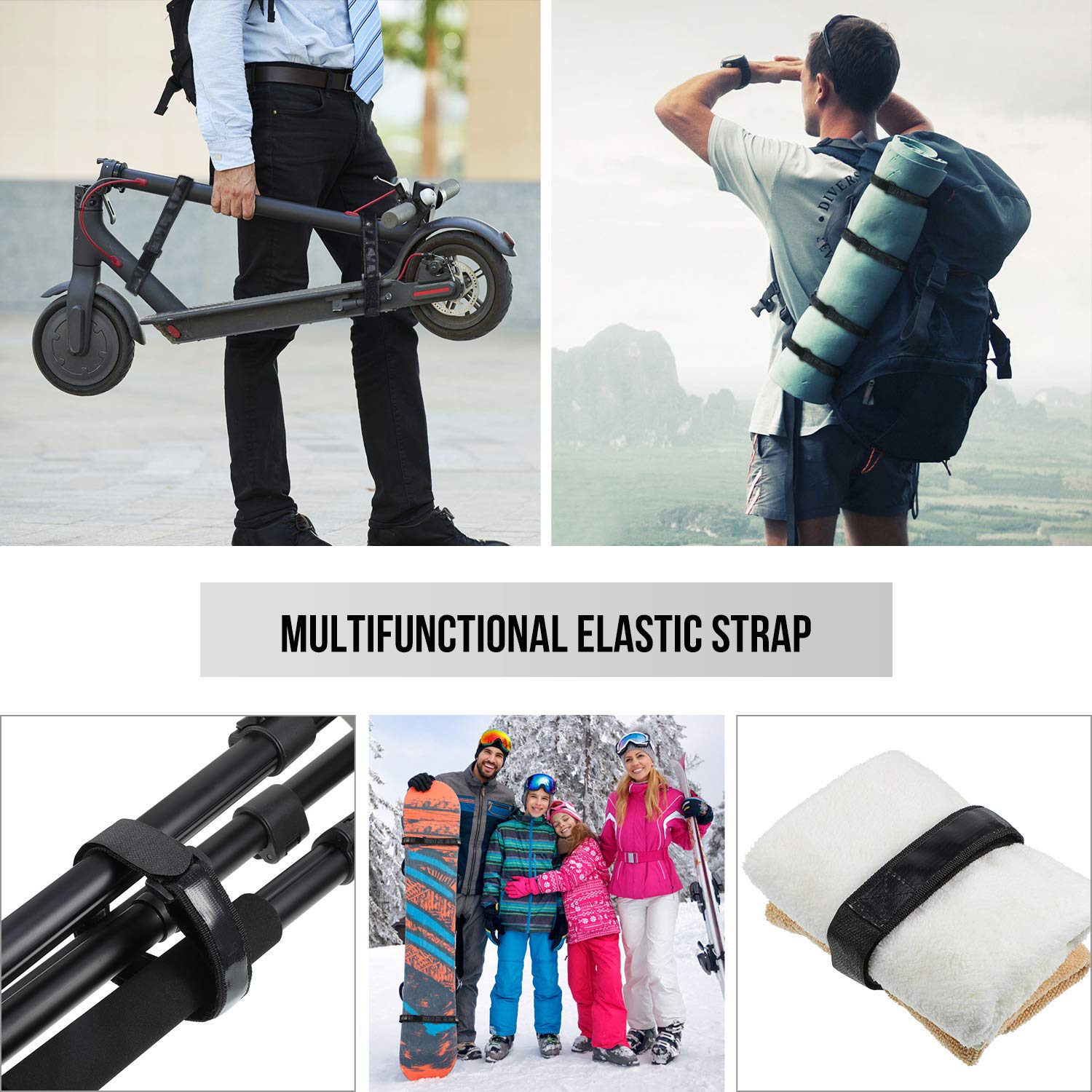 4 Pieces Adjustable Bike Rack Strap Replacement Bicycle Wheel Stabilizer Straps with Gel Grip for Bike Rack Accessories (Black)