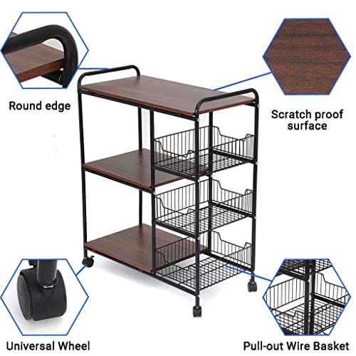JYDQM Rolling Cart with Wheels Shelf Metal Trolley Shelving Microwave Oven Shelf Utility Bathroom Mobile Storage Rack