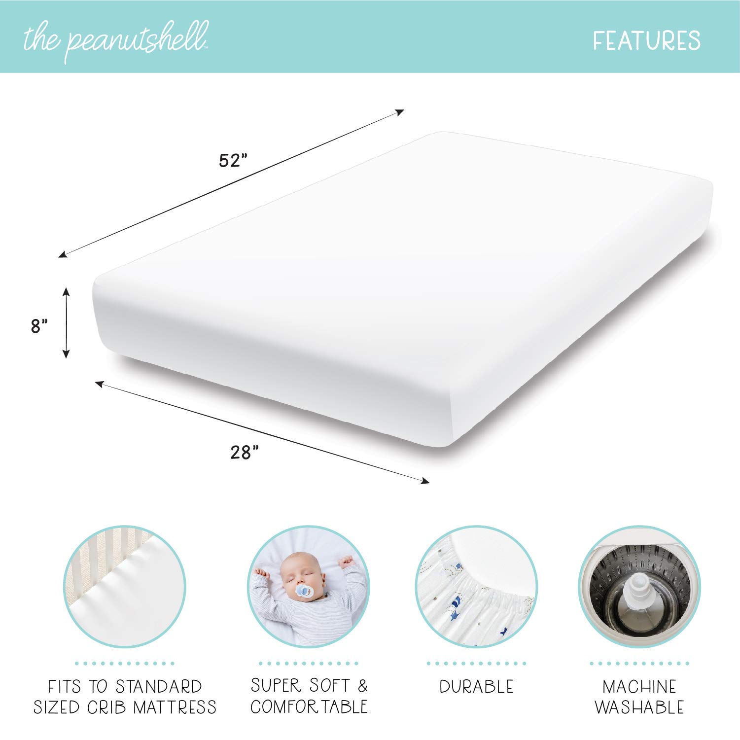 The Peanutshell Crib Bedding Set for Boys or Girls, Unisex 3 Piece Blue Rhino Nursery Collection