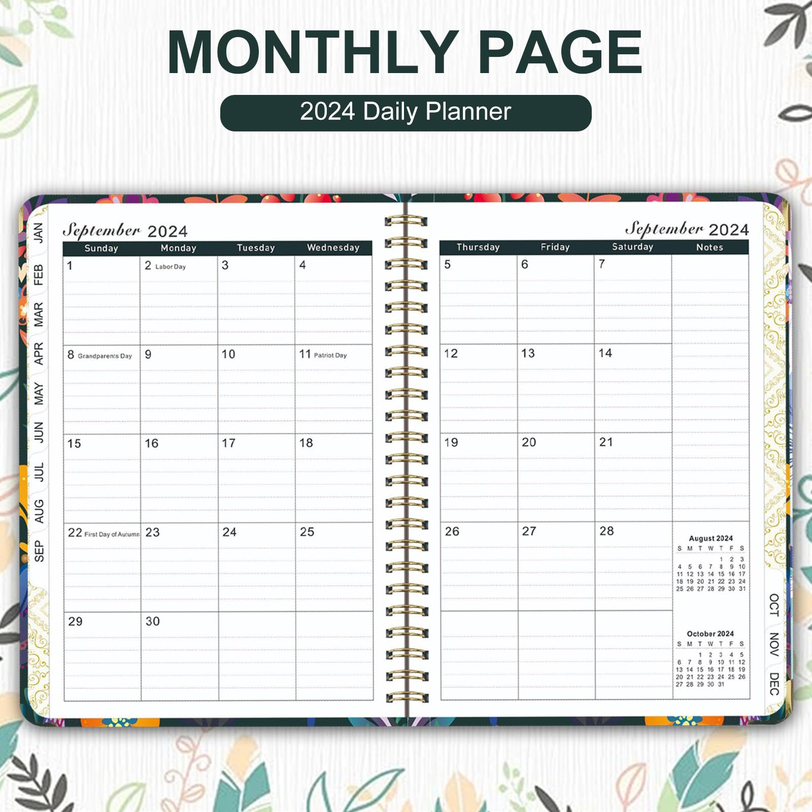 2024 Planner Weekly and Monthly, 2024 Planner 6.2" x 8.5", Academic Planner 2024,Planner Notebook with Tabs and Stickers,Twin-wire Binding,Inner Pocket, Calendar Planner Jan. 2024 - Dec. 2024 (1 Pack)