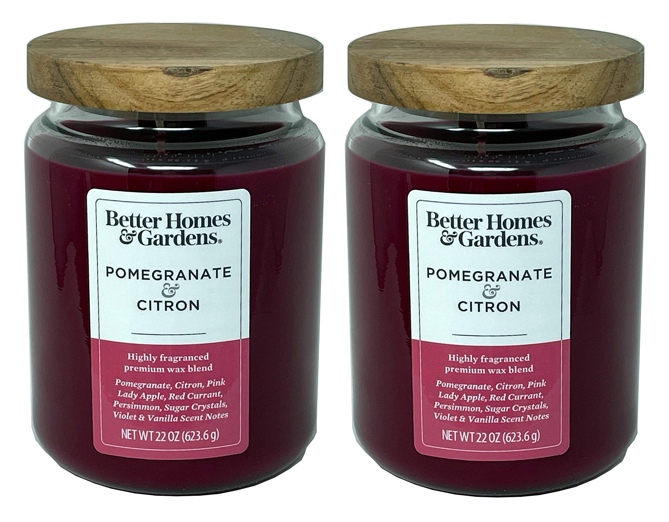 Better Homes Gardens 22oz Scented Candle, Pomegranate and Citron 2-Pack