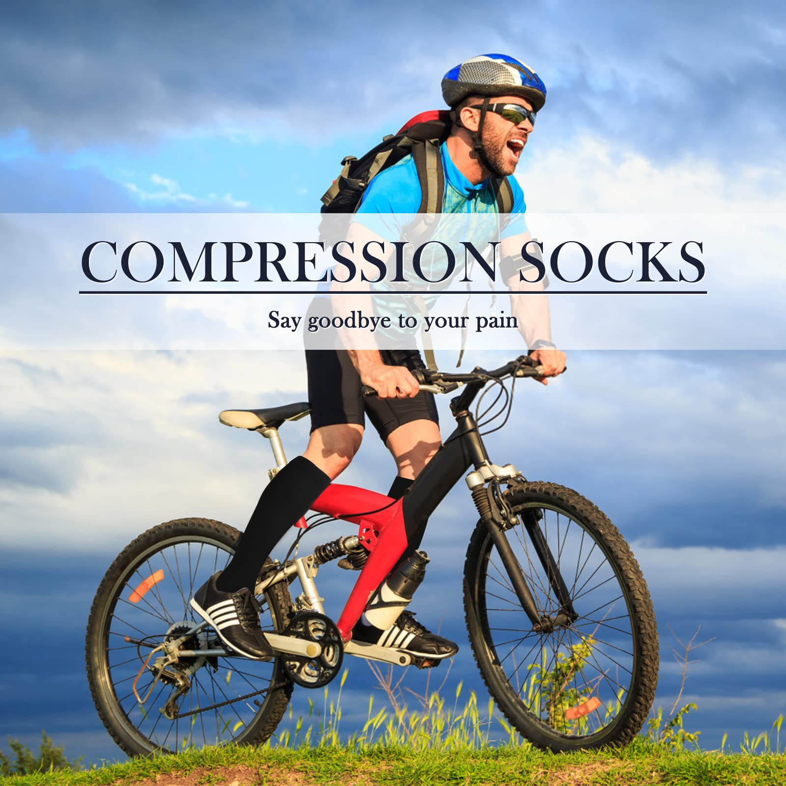 4 Pairs Compression Socks for Women & Men, Circulation 15-20 mmHg - Knee High Copper Compression Socks for Running, Cycling, Medical, Athletic Nurse, Best Support for Pain Relief (L/XL)