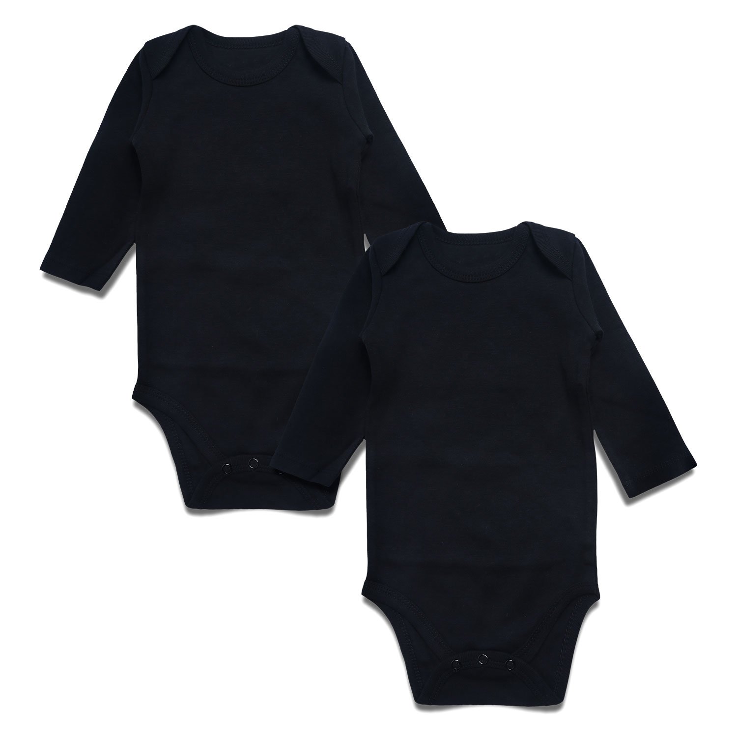 DEFAHN Baby Bodysuit Pack 2 Long Sleeve Onesie for Newborn Boys Girls Black 18-24 Months