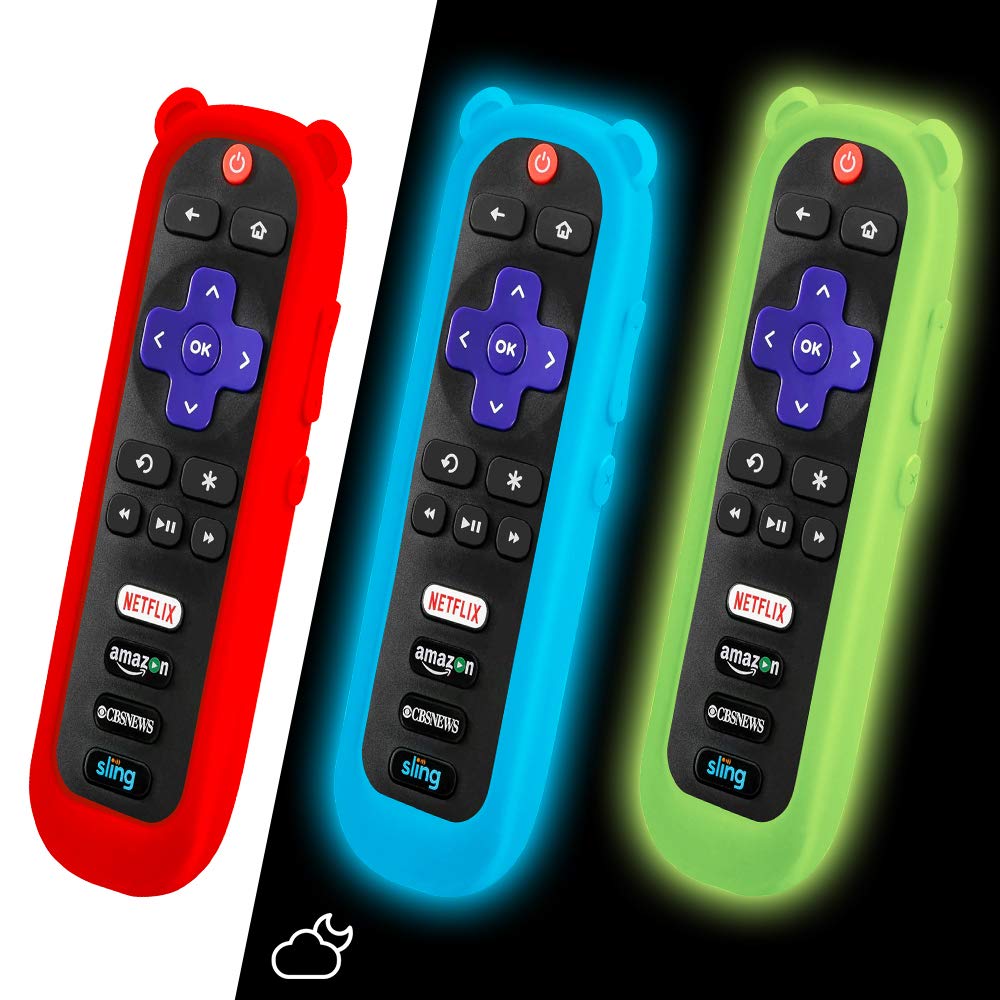 3 Pack TV Remote Case for TCL Roku TV RC280 Remote Control, Silicone Protective Controller Skin Lightweight Shockproof TCL Roku TV Remote Cover Cute Ear Shape Anti Slip Universal Replacement Sleeve
