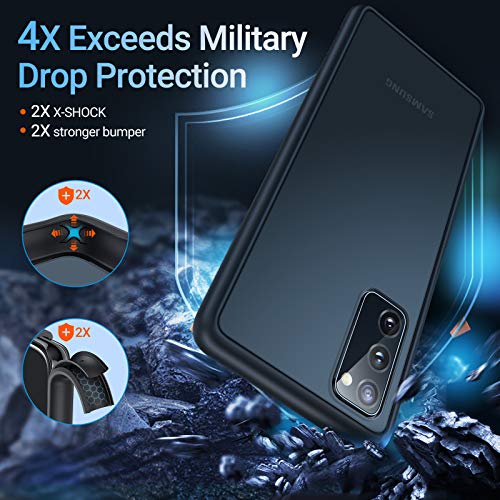 TORRAS Shockproof Galaxy S20 Case 6.2 Inch, [4X Military Drop Protection] Translucent Matte Hard Back with Soft Edge Slim Case Compatible for Samsung Galaxy S20 Case ，Matte Black
