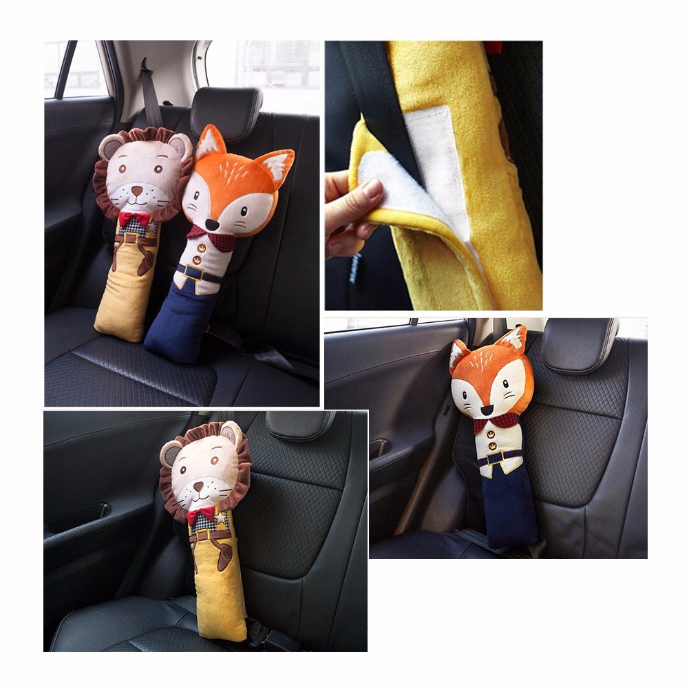 Car Seat Strap Shoulder Pads Covers for Kids Child - Safety Belt Pillow Fox