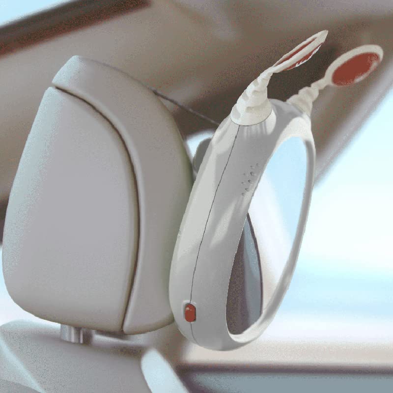 Oly Active Baby Car Mirror β Shatter-Proof Rear Facing Infant Mirror Entertains, Soothes, and Keeps Baby Visible β 10 x 11.7 x 3.1 In. Adjustable Headrest Mirror with Remote Control by Benbat, Gray