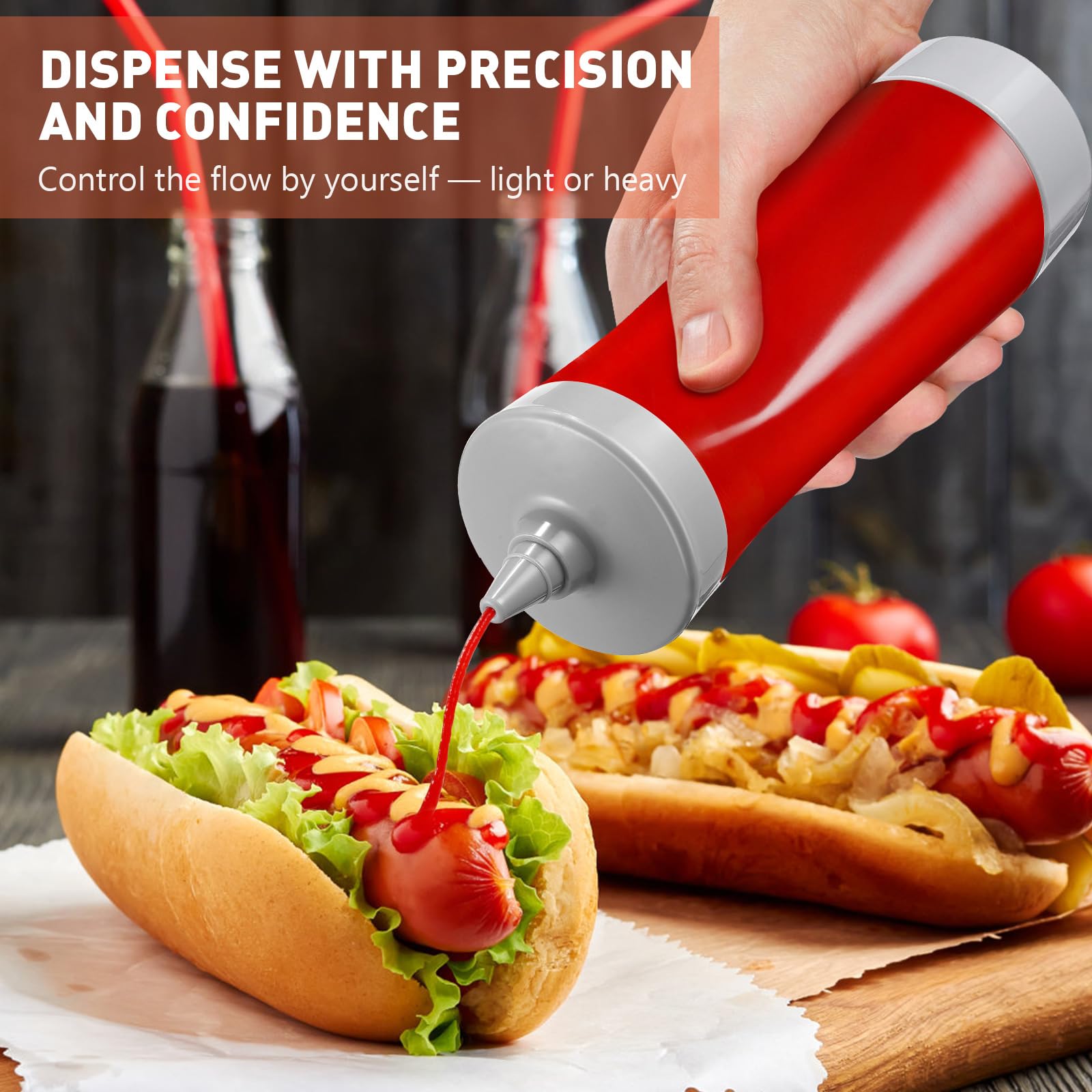 3 Pack Condiment Squeeze Bottle, 12oz (350ml) Plastic Squeeze Bottles With Caps, BPA Free Sauce Bottle for Ketchup, Mustard, Olive Oil, Glue, and More (Gray)