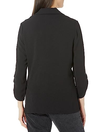 Adrianna Papell Women's Tall Size Ruched 3/4 Sleeve One Button Notch Blazer, Black