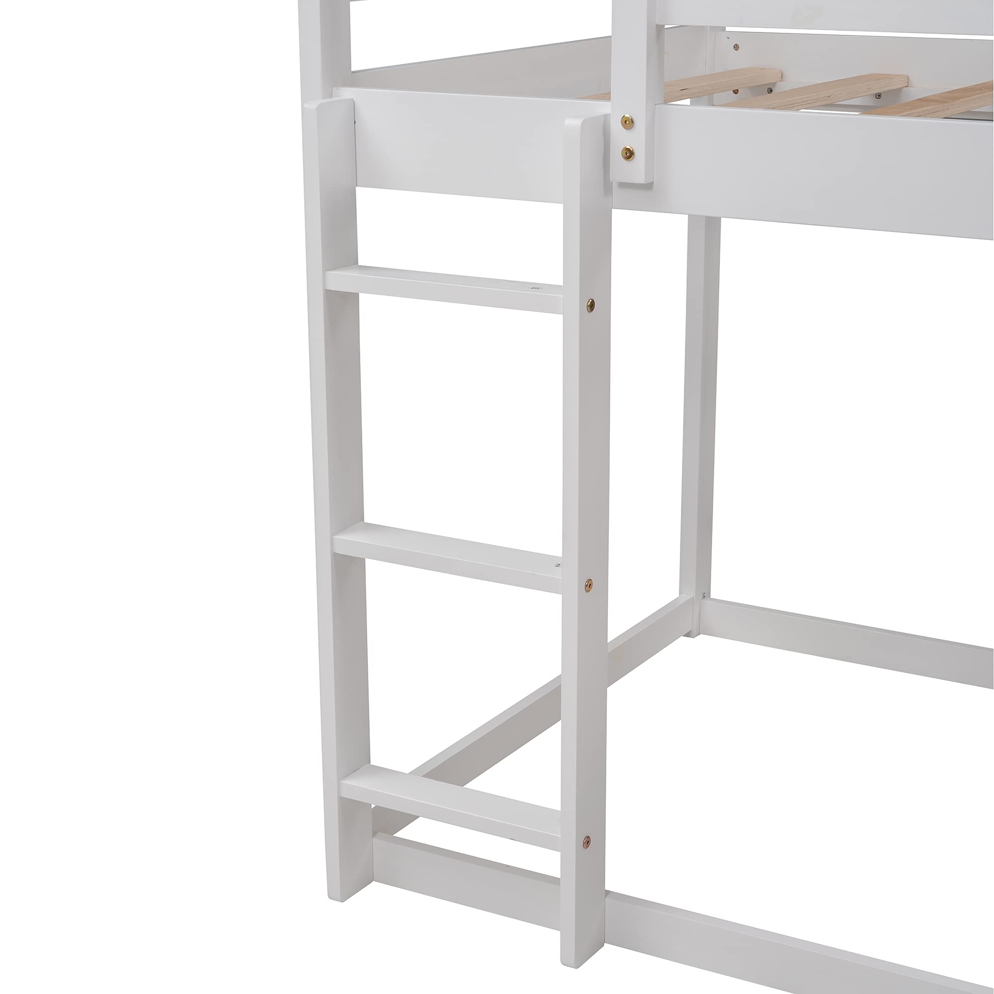 Harper & Bright Designs House Bed Bunk Beds with Slide, Wood Bunk Beds with Roof and Guardrail Twin Over Twin Bunk Bed for Kids, Toddlers, No Box Spring Needed (New, White)