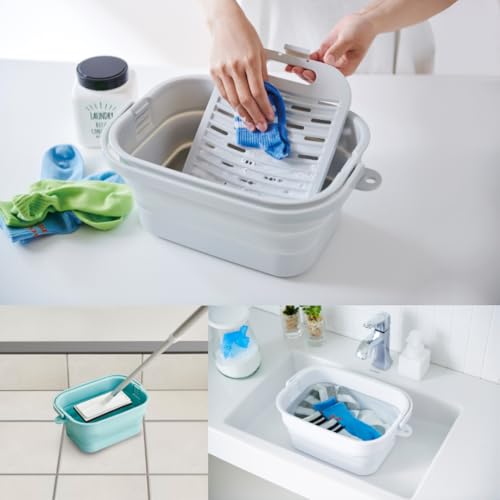 Isetou Collapsible Laundry Bucket Gray 7L Laundry Board Included Folding Compact Hanging Hook