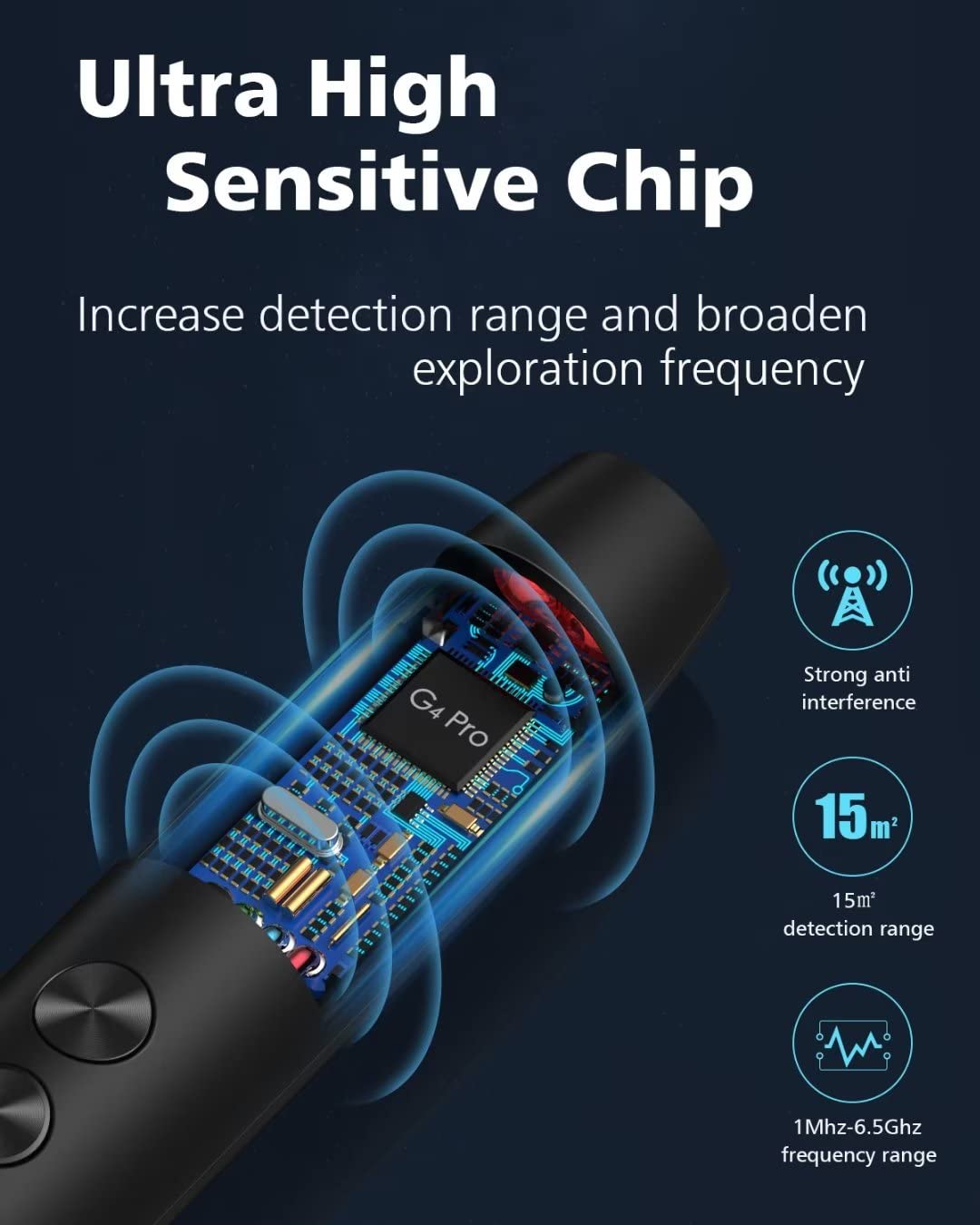 JEPWCO G4 Pro Anti Spy Detector for Wireless Audio Bug Camera, Bug Detector, Privacy Protector, 5 Level Sensitivity, 25H Working Time, Portable Pen Shape, Home Office