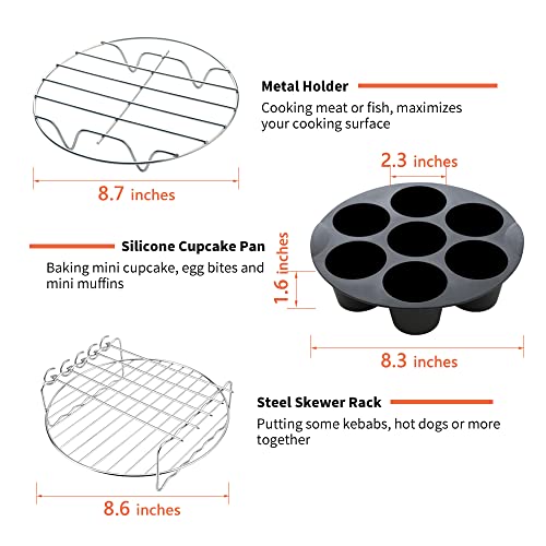 Air Fryer Accessories,13PCS for Ninja COSORI Power XL 5.3QT - 8QT Air Fryer with 9 Inch Cake Barrel