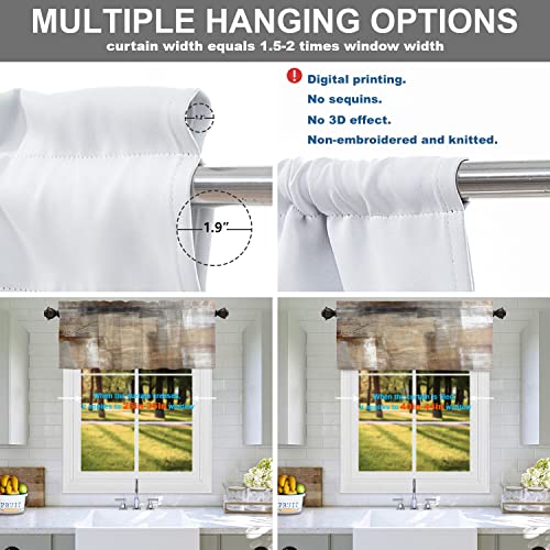 Batmerry Brown Beige Abstract Art Kitchen Valances Half Window Curtain, Brown Art Abstract Acrylic Painting Kitchen Valances for Windows Heat Insulated Valance for Decor Reducing The Light 52x18 Inch
