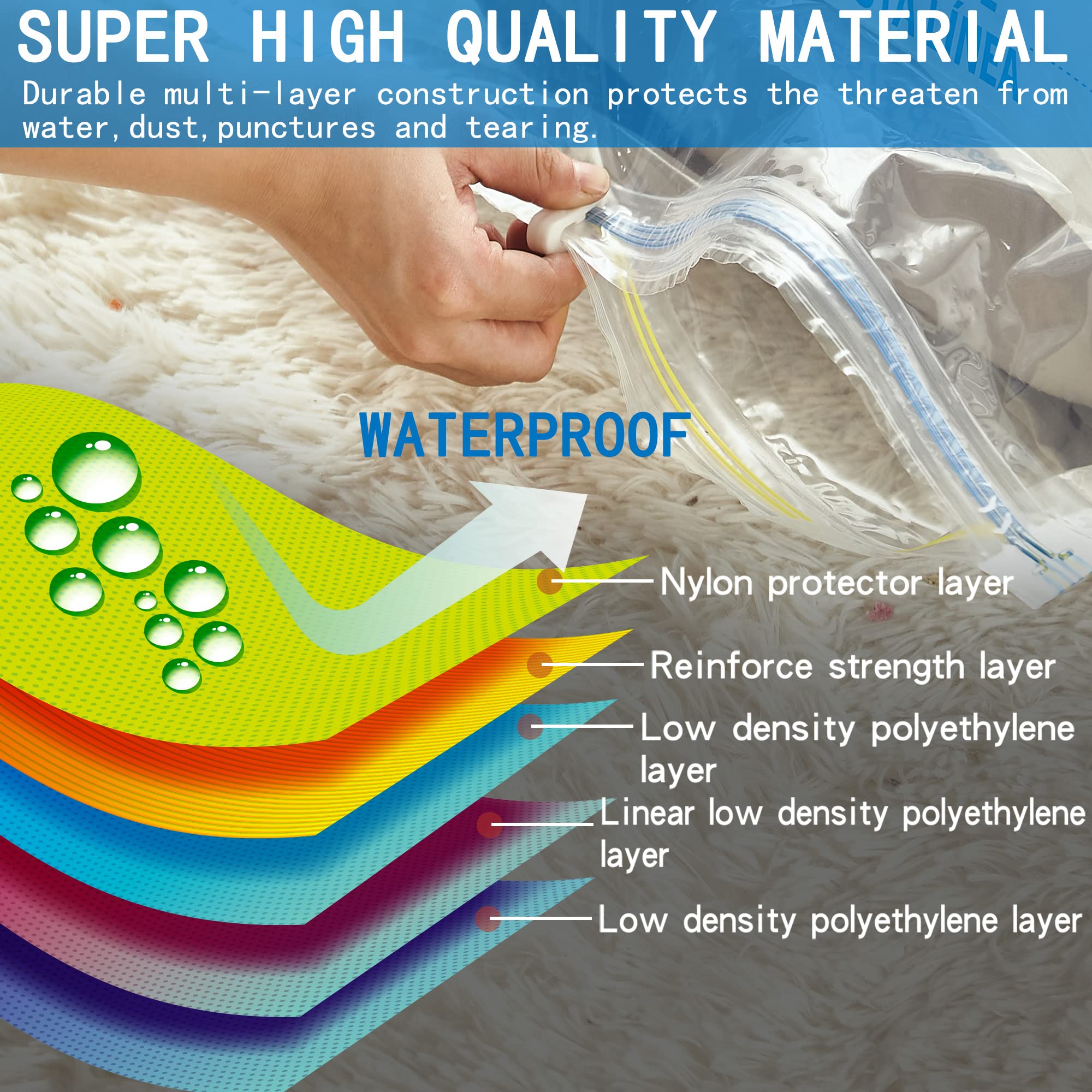 HIBAG Vacuum Storage Bags, Space Saver Vacuum Seal Storage Bags 20-Pack Sealer Bags for Clothes, Clothing, Bedding, Comforter, Blanket (20C)