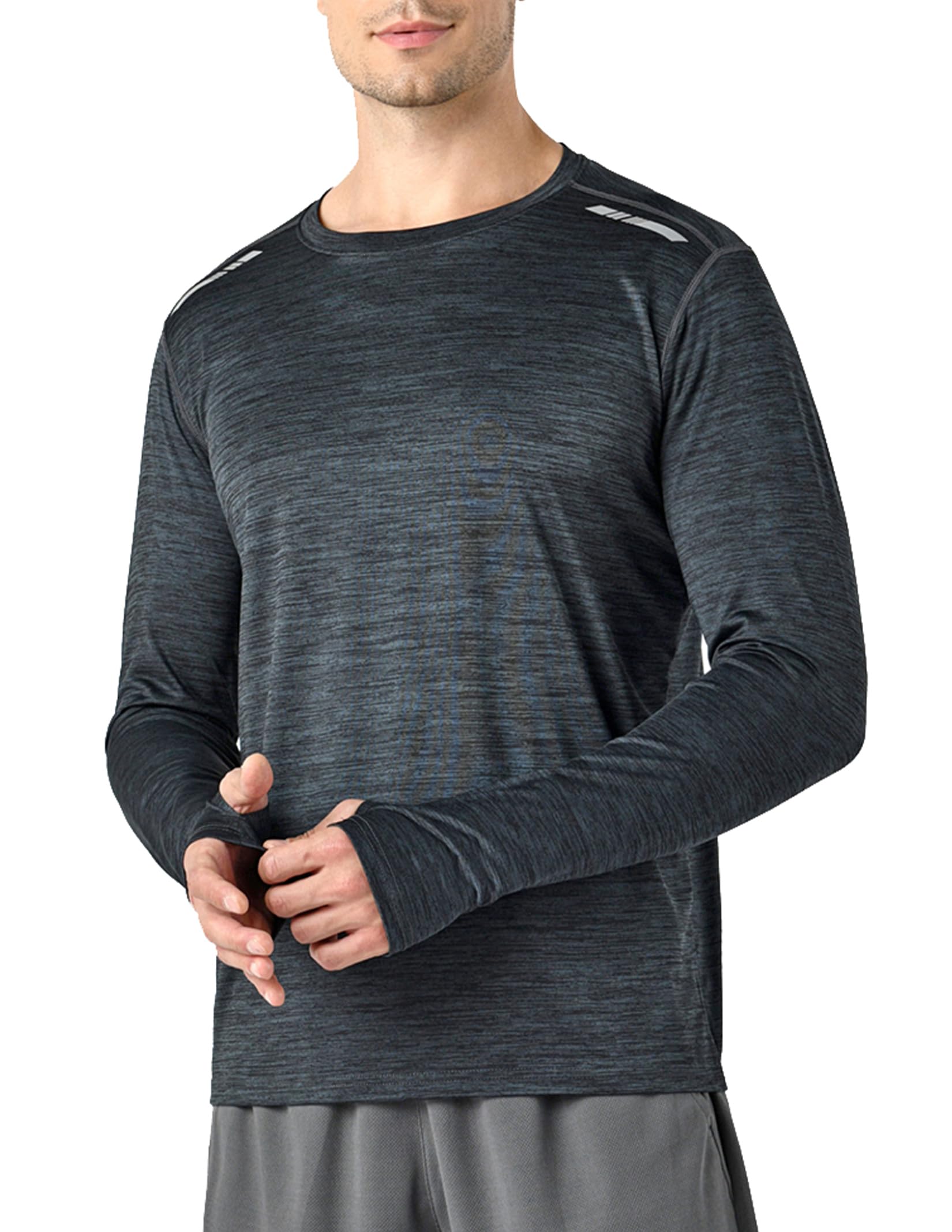 3 Pack: Men's Long Sleeve T Shirts, Dry Fit UV Sun Protection Outdoor Hiking Athletic Active Tops with Thumb Holes (Set 1, Medium)