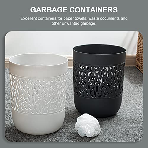 AECBUY Plastic Trash Cans Wastebasket Garbage Container Bin for Bathroom Bedroom Kitchen Craft Room Office 2Pcs Black White (Color : Black White)