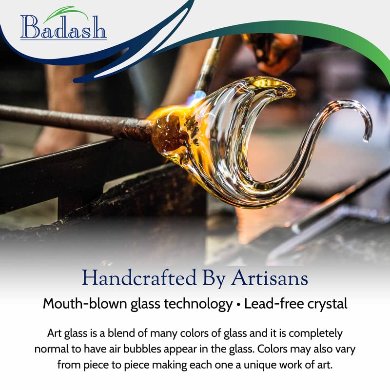Badash Rainbow Note Murano-Style Glass Sculpture - Home Decor Glass Art - 16" Tall Mouth-Blown Glass Decor on Crystal Base - Contemporary Home Decor Accent Piece