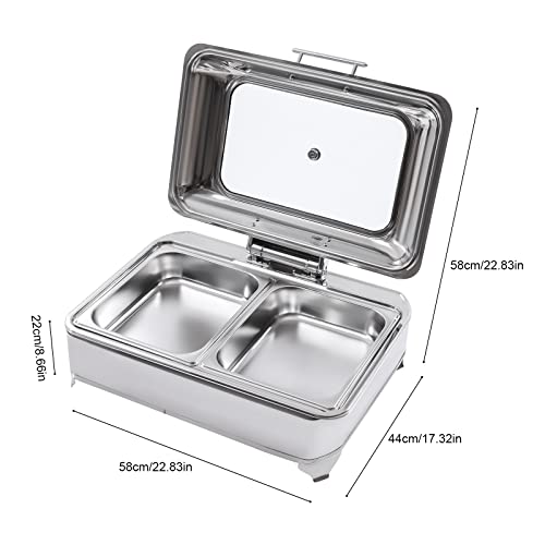 Acesunny Food Warmers for Parties Buffets Electric, Stainless Steel Buffet Server and Warming Tray, 9L, Chafing Dish Buffet Set - Adjustable Temperature + Hot Plate Electricgn 1/2