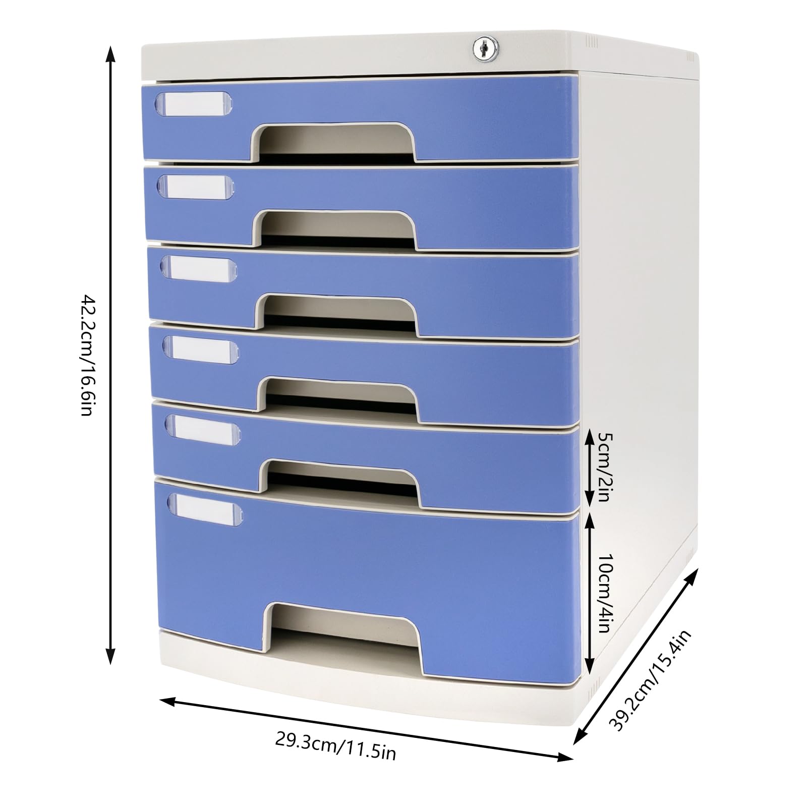 6 Drawer Plastic Storage Bins Lockable Desk File Organizer Modern 6-Tier Storage Box Drawers Organizer with Drawers for Home Bedroom Office, Blue