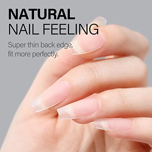 AILLSA Short Coffin Nail Tips 450pcs Soft Gel Full Cover Nail Tips Matte Pre-filed Press On False Nails Tips Fake Extension Gelly Nail Tips for Acrylic Nails Professional With Gift Box (15 Sizes)