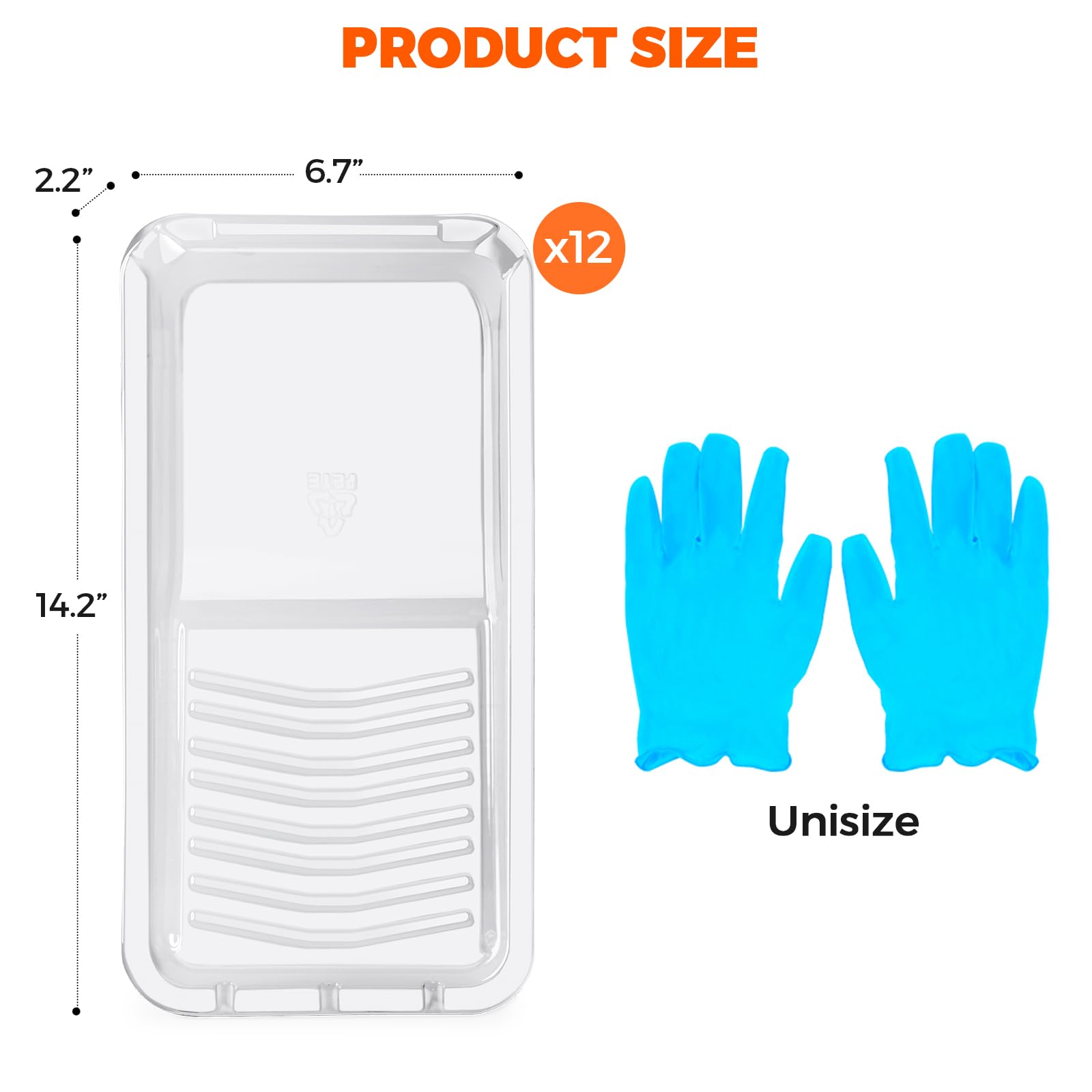 6 Pack 4 Inch Paint Tray Liners, 4" Paint Roller Tray Liners with Gloves, Small Paint Tray Liners Disposable, Plastic Paint Tray, Paint Pan Liners, Disposable Paint Tray for Painting Walls, House Home