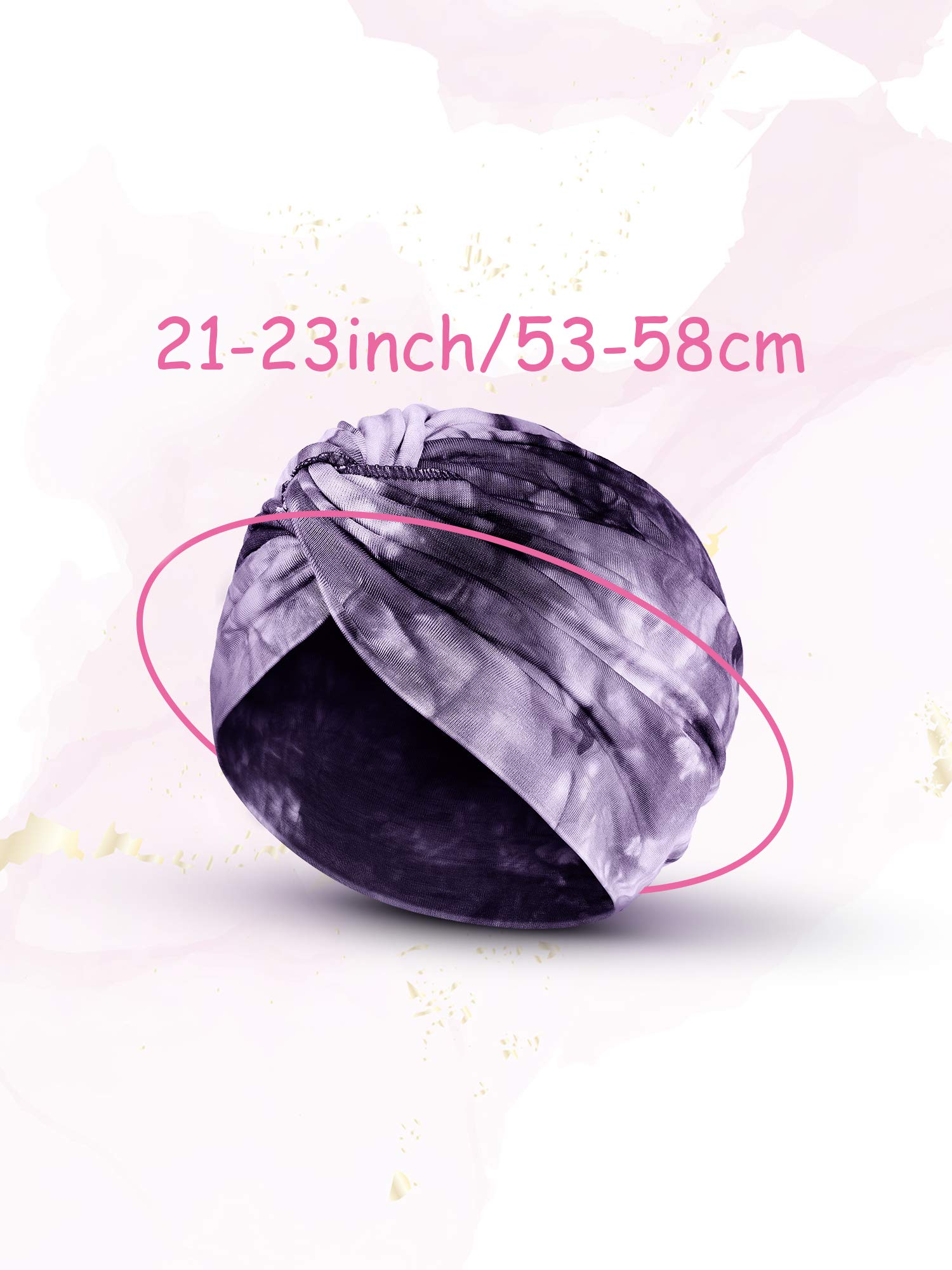 4 Pieces Turbans Cap Knot Pre-Tied Head Wraps Tie-Dye Stretch Turban Beanie Hats
