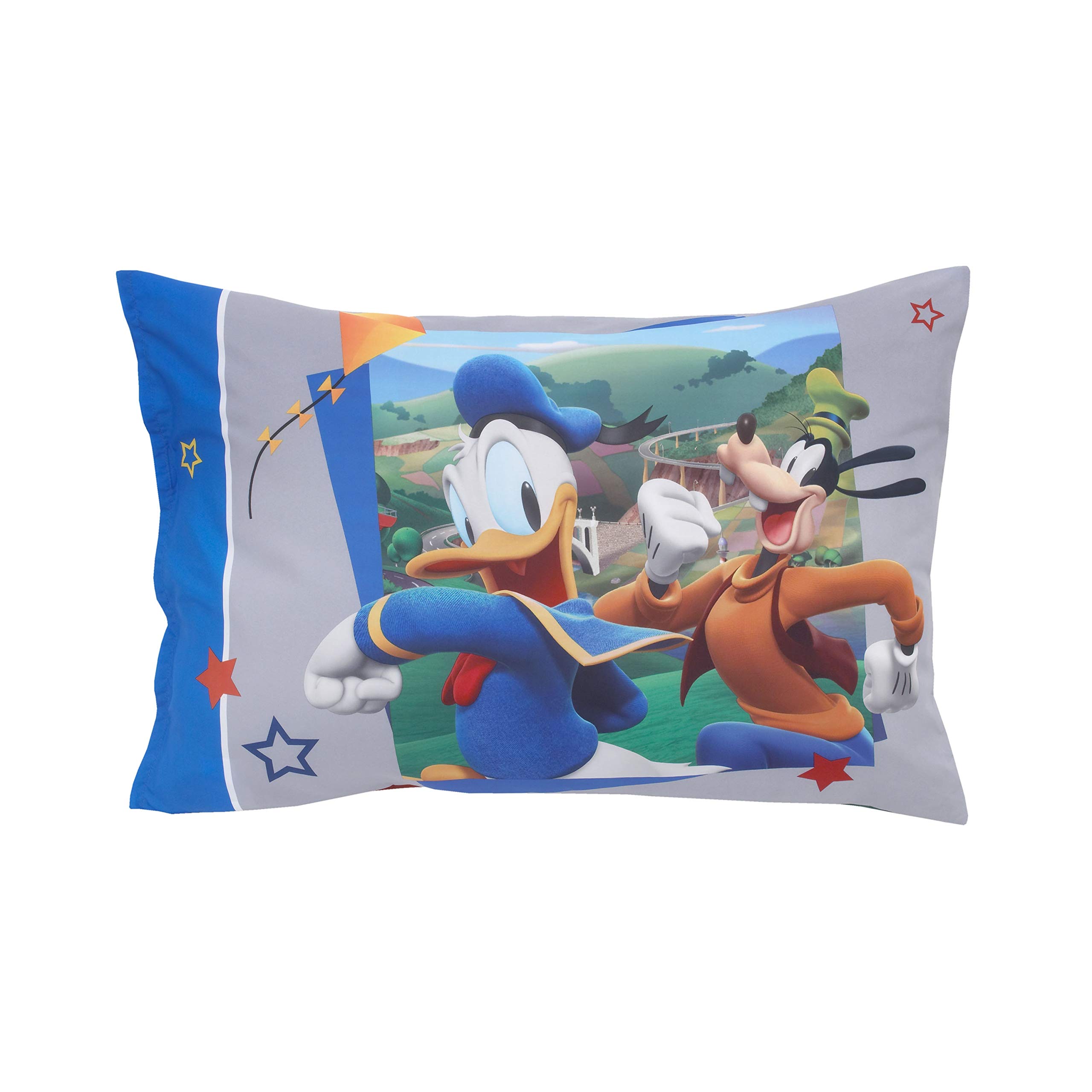 Disney Mickey Mouse Having Fun Super Soft 2 Piece Toddler Sheet Set, White/Grey/Blue/Red(Pack of 1)