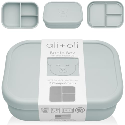 Ali+Oli Leak Proof Bento Box (Dream Blue) Food-Grade Silicone Bento Box, BPA, Phthalate, Lead, & PVC Free - Bento Lunch Box for Kids and Adults - Leak Resistant Sets With Lids Container