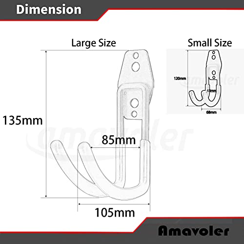 amavoler Wall Mount Helmet Hook Holder Orange,2 Large Double Iron Curved Hook Tools with Mounting Screws. A Good Home for Harley, Honda, Kawasaki, etc Helmet (Large Hook x2)