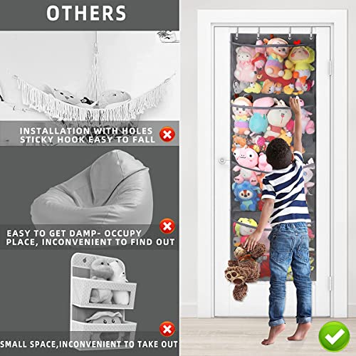 BUZOOLA Over Door Stuffed Animal Storage for Stuffies, Toys and Stuffed Animals and Other Soft Sundries,Door Organizer Storage