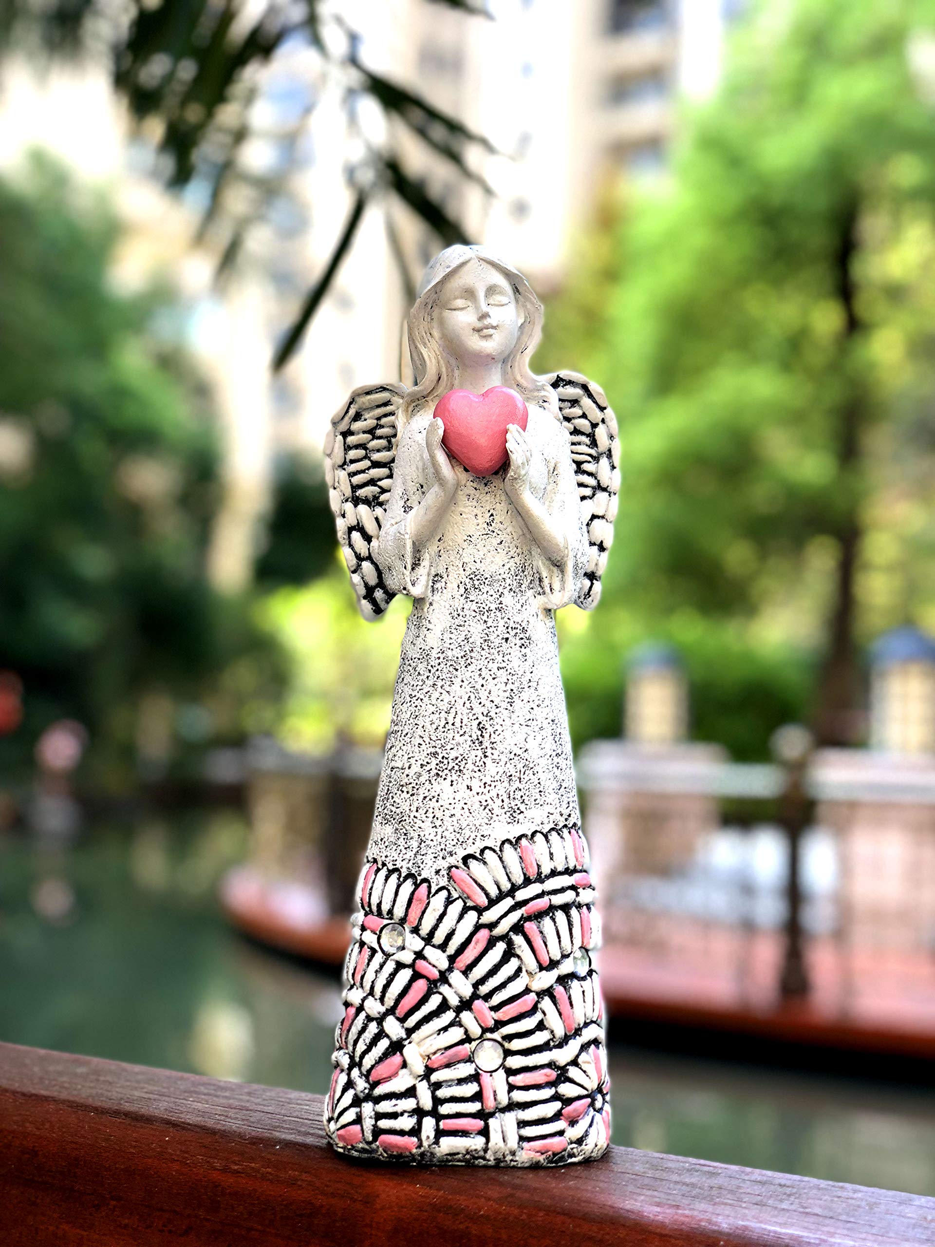Bo Toys Solar Powered Fairy Angel with Solar Glowing Heart LED Garden Light Decor Color Change