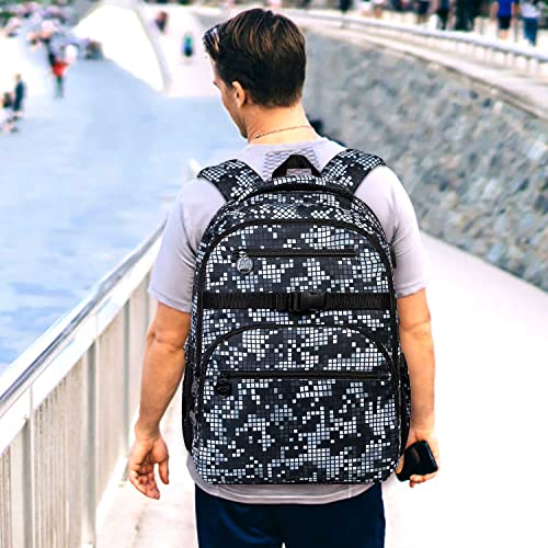 AGSDON Laptop Backpack, 16 Inch School Bag College Bookbag, Anti Theft Daypack Bags and Lunch Bag Set, Water Resistant Backpacks for Teens Boys Men Students(Black)