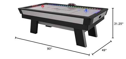 Atomic Top Shelf 7.5’ Air Hockey Table with 120V Motor for Maximum Air Flow, High-Speed PVC Playing Surface for Arcade-Style Play and Multicolor LED Lumen-X Technology to Illuminate Play