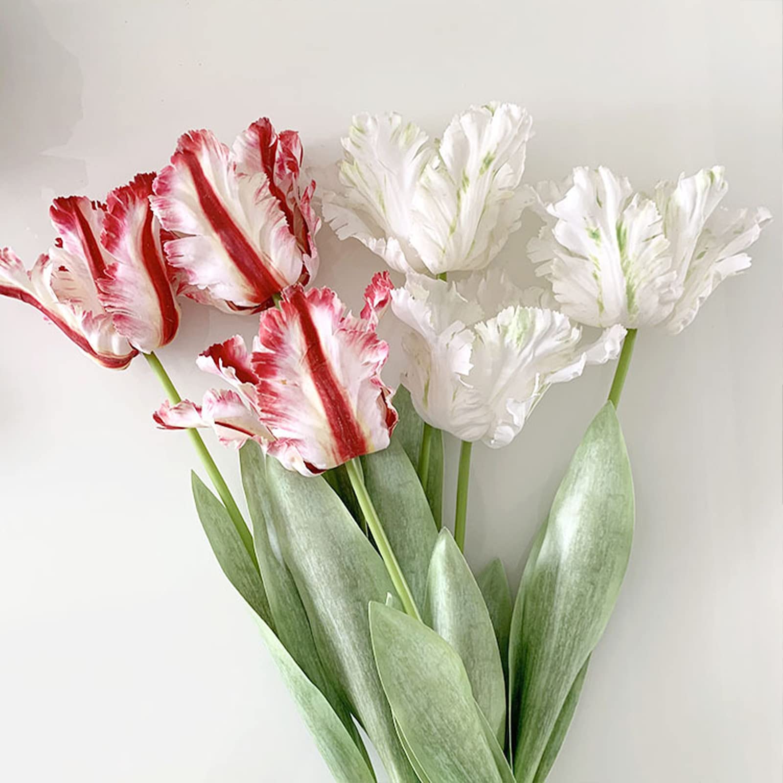 MISNODE 3PCS Artificial Parrot Tulip Flower Stems, Blue 27 Inch Parrot Tulip Bouquet, Single Head Silk Tulips Flower Branches for Wedding Bridal Bouquet Party Home Garden Decor