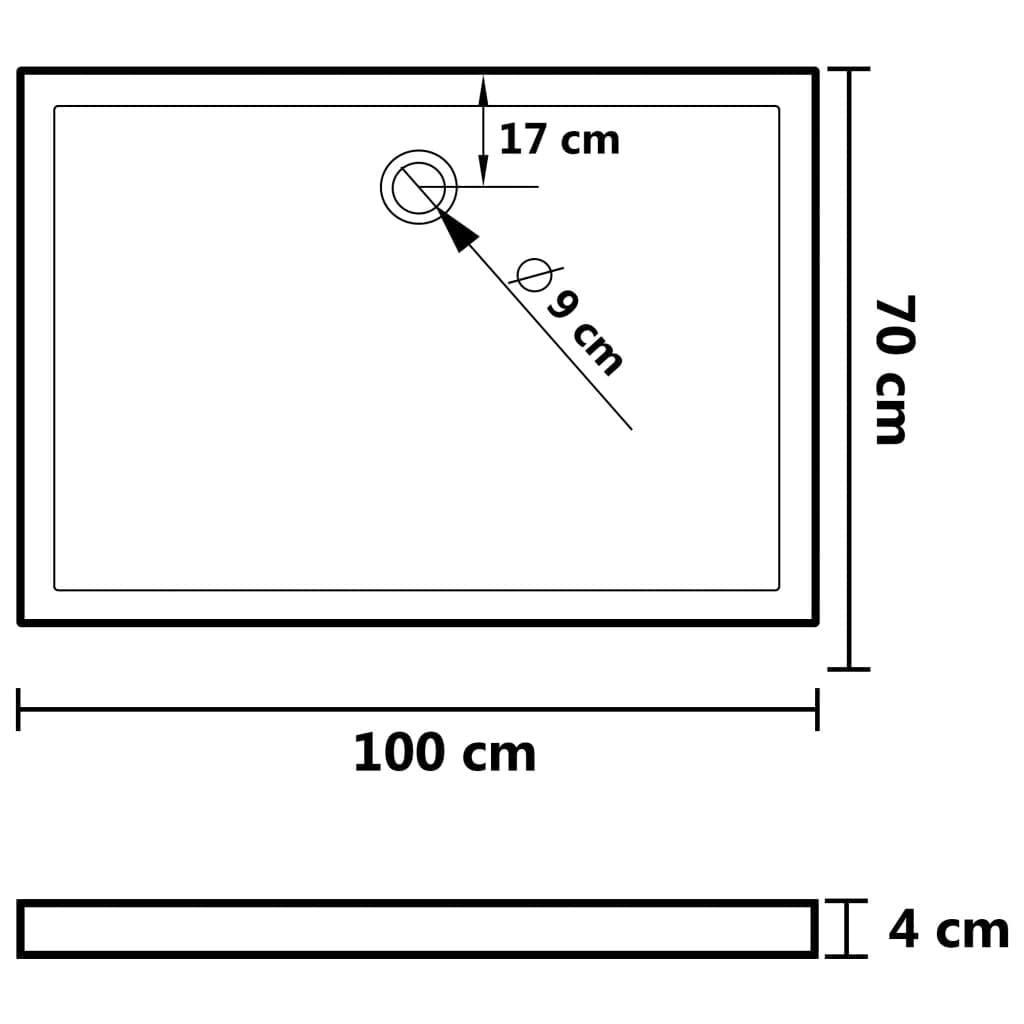 vidaXL Shower Base Tray, Bathroom Tray, Low Threshold Shower Pan, Slip-Resistant, Easy to Clean & Assemble, Reinforced ABS, 27,6" x39,4 x1,6, Black