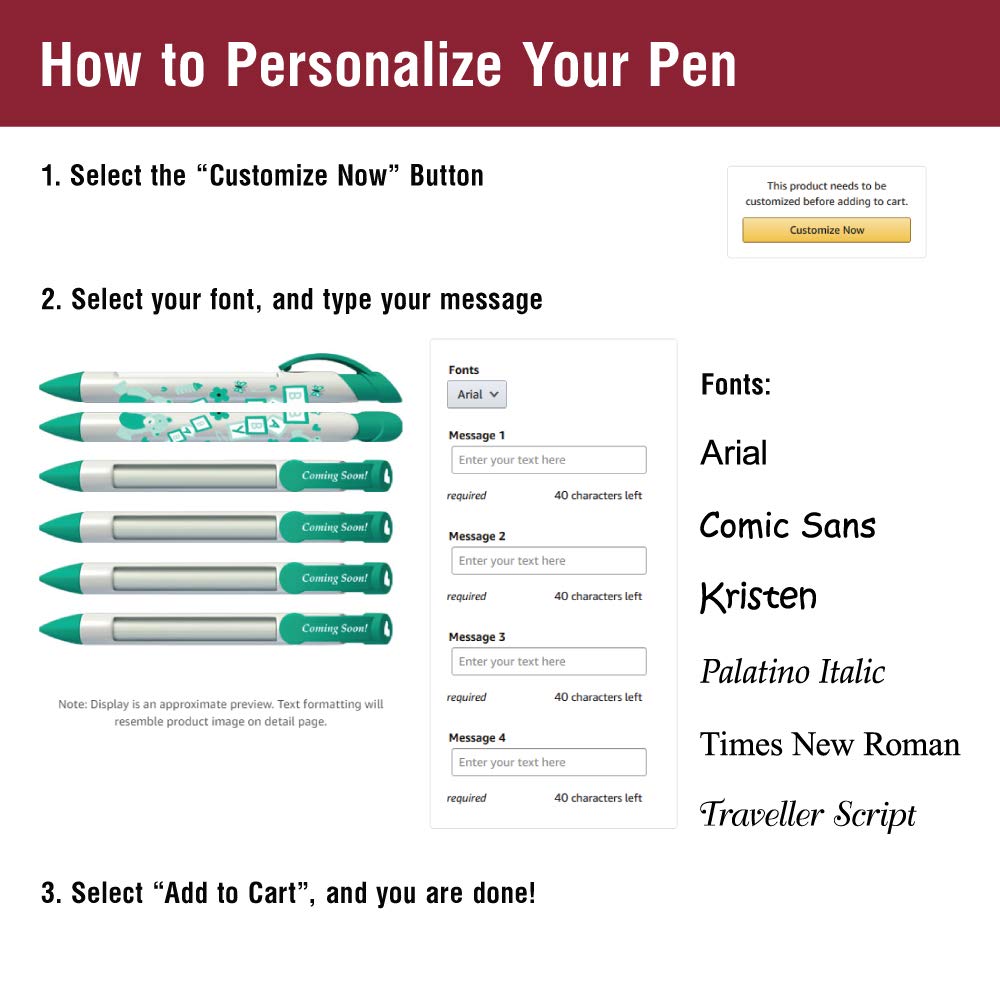 Greeting Pen Personalized Pens- Baby Coming Soon Shower Favor/Birth Announcement Rotating Message Pen - 25 Pack (P-BP-27-25)