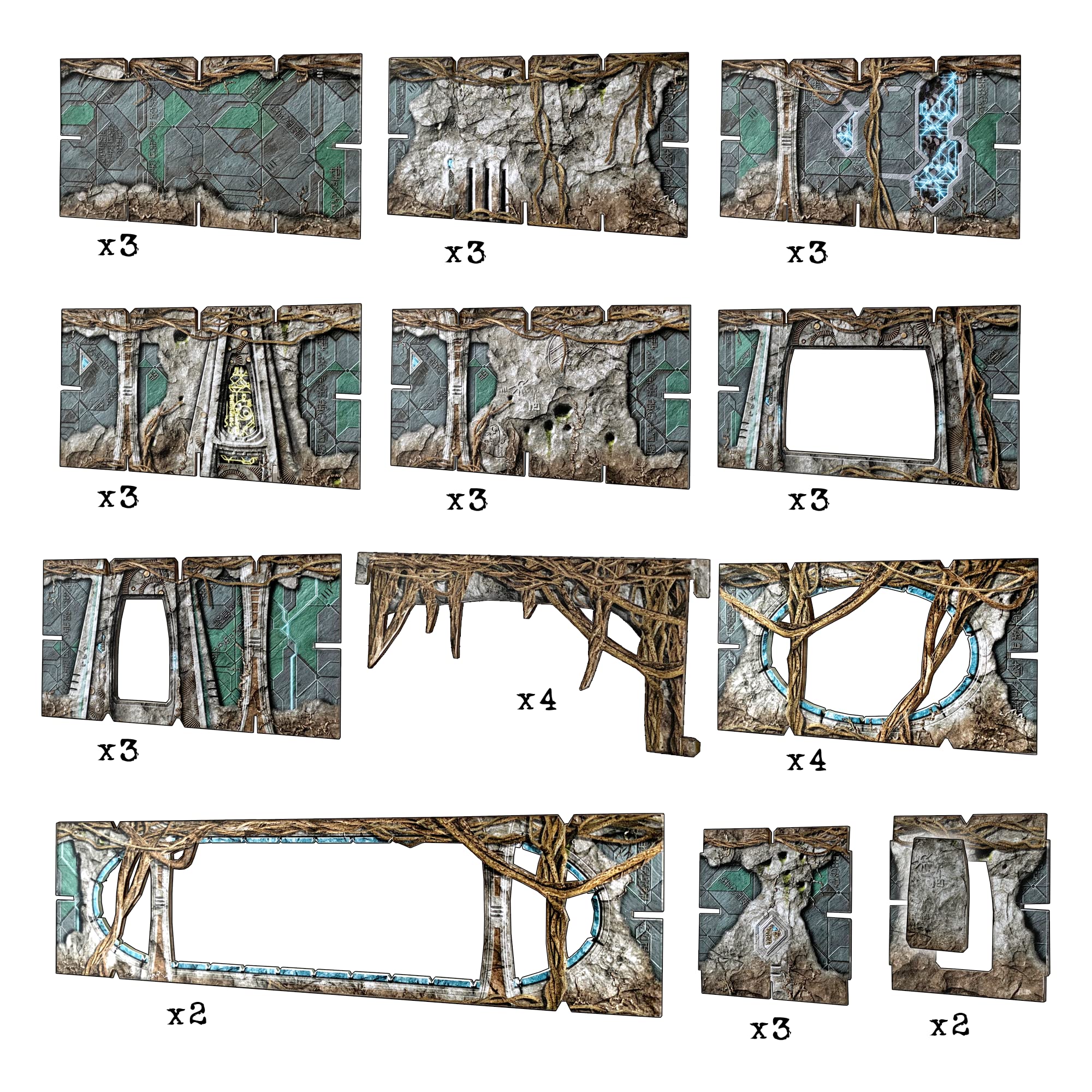 Battle Systems - Modular Tabletop 3D Gaming Sci-Fi Terrain - Perfect for 28mm-35mm Miniatures and Figures - No Painting Required - Science Fiction Aliens 40K Wargame - (Alien Catacombs)