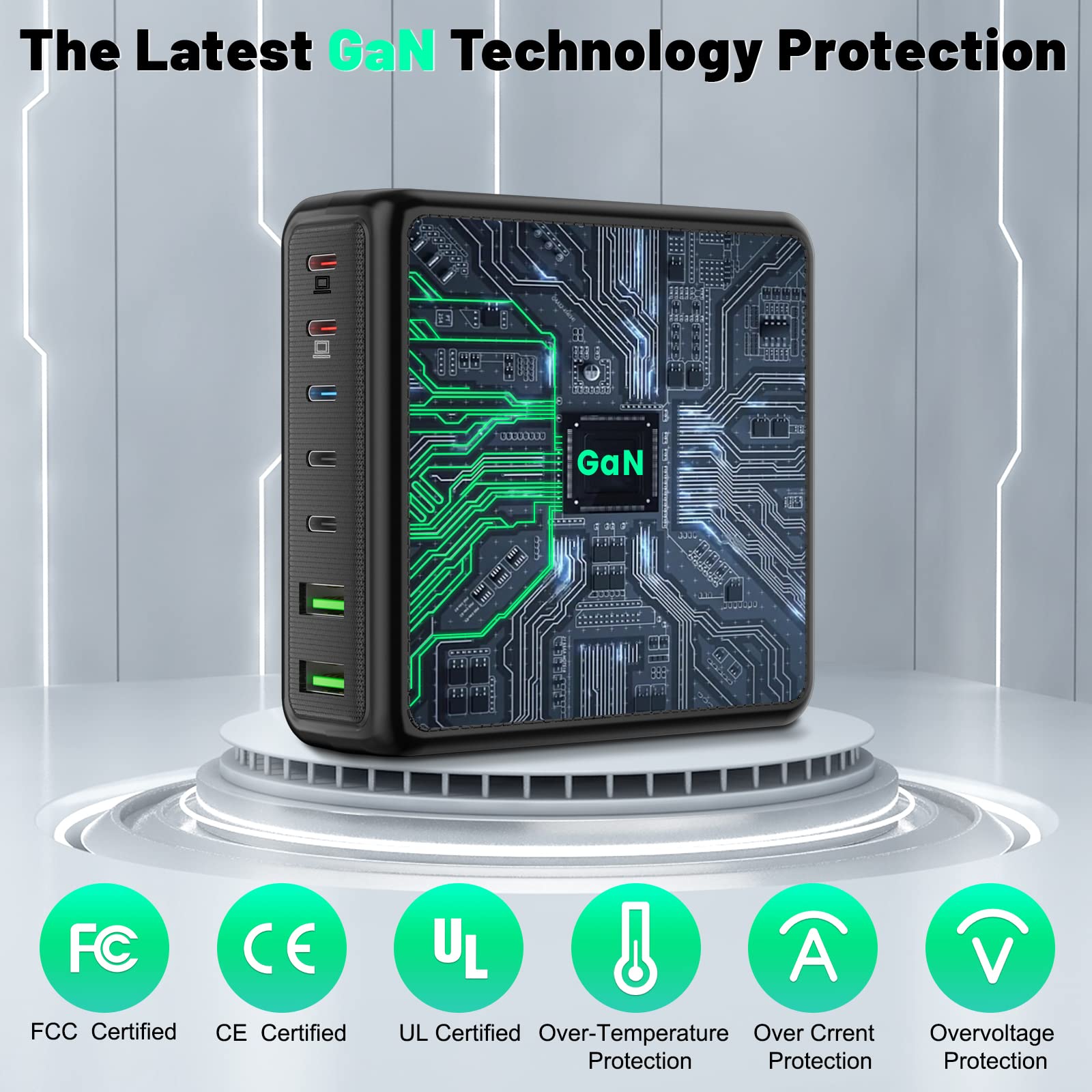 260W 7-Port Desktop Charging Station, 2x65W USB C Laptop Charger Compatible with MacBook Pro/Air, iPad Series, iPhone 14/13/Mini/Pro/13Pro Max/12 Samsung Galaxy Note