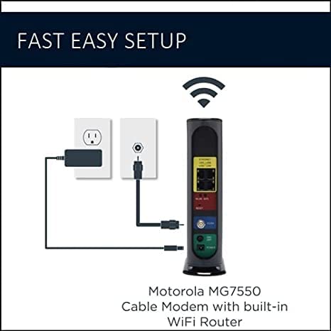 Motorola MG7550 Modem Wi-Fi Router Combo with Power Boost , Approved by Comcast Xfinity, Cox, Charter Spectrum-AC1900 Wi-Fi Speed(16x4 DOCSIS 3.0)-Renewed