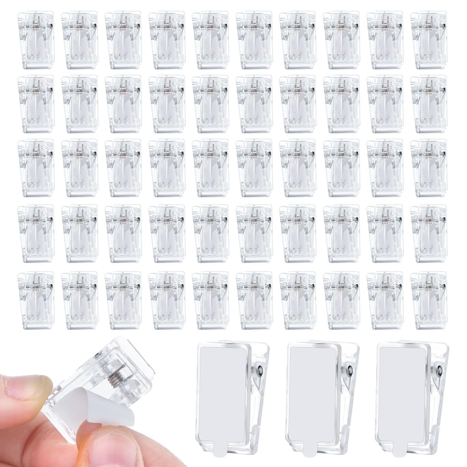50pcs Commands Clips for Hanging Self Adhesive Clear 1inch Tapestry Hanger for Wall Tapestry,Photo,and Poster Hanging Wall Clips for Hanging, Acrylic Adhesive Clips ,Commands Spring Clips