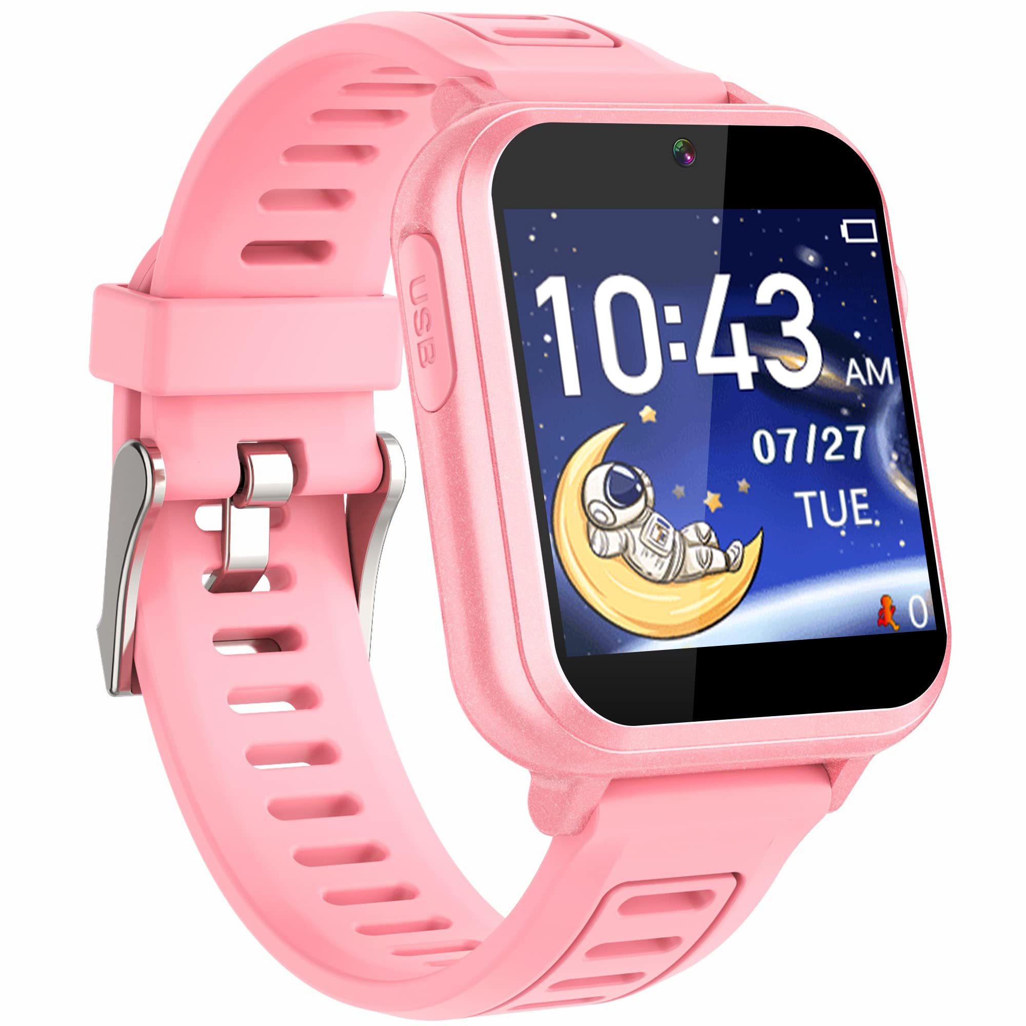 METYYP Smart Watch for Kids,Kids with 24 Puzzle Games Dual Cameras Pedometer 1.54inch HD Touch Screen Music Alarm Clock Video Recorder Flashlight,Kids Watches Toys Birthday Gift for Age 3-12