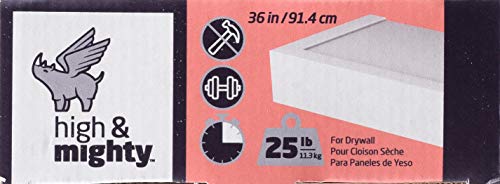 HIGH & MIGHTY 515613 Modern 36" Floating Shelf Holds up to 25lbs, Easy Tool-Free Dry Wall Installation, Flat, White