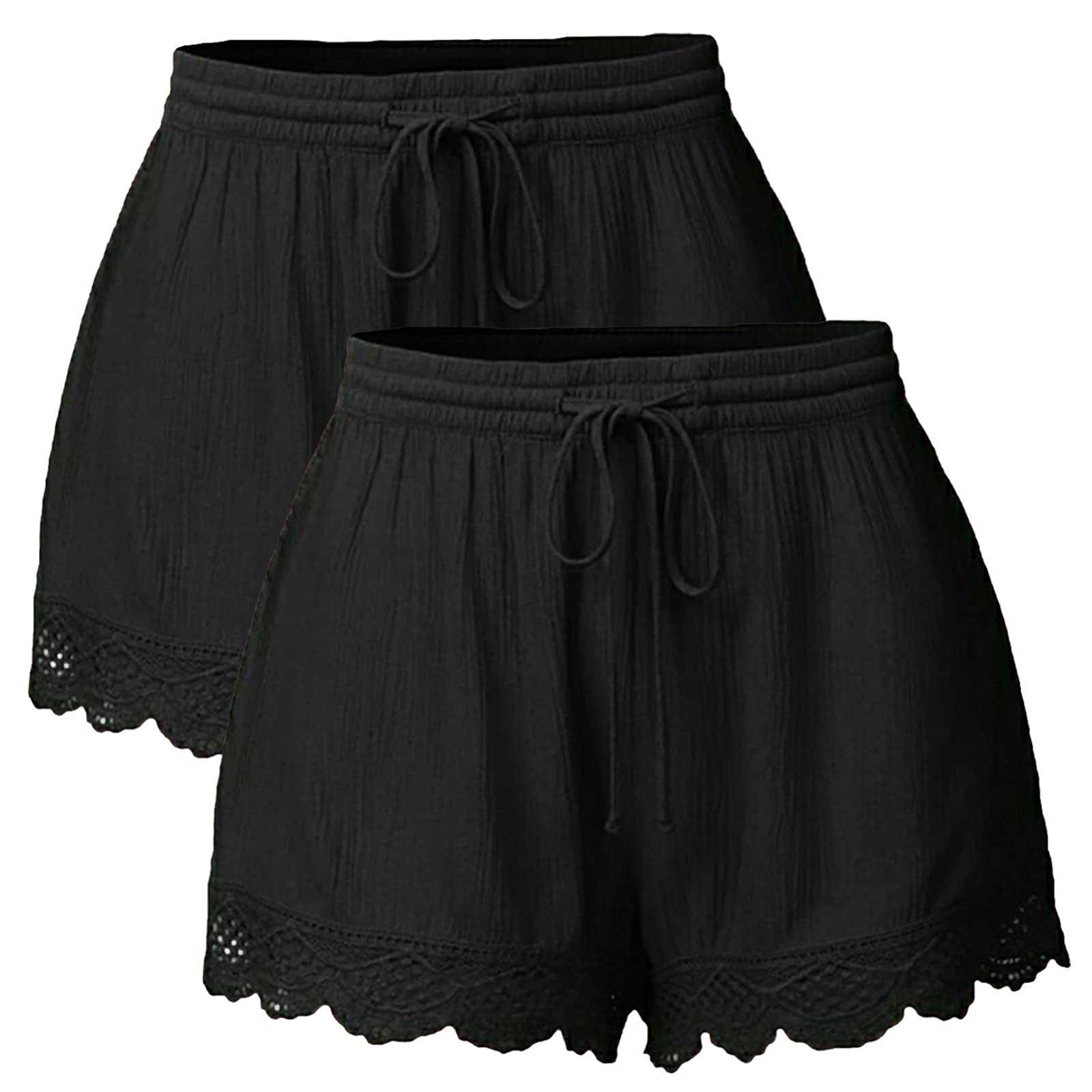 Bblulu 2pcs Womens Running Shorts Quick-Dry Sports Active Gym Yoga Shorts Wide Waistband Summer Hots Pants with Drawstring