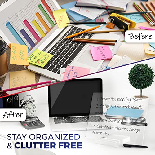 Acrylic Dry Erase Board for Desk - 11.5" x 8.75" Acrylic White Board Memo Tablet with Acrylic Base, 1 x White Marker, and 1 x Black Marker for Office, Home, and School